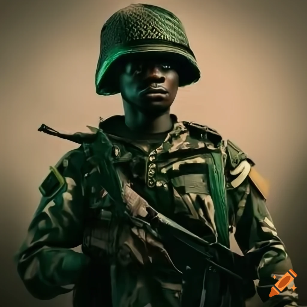 Nigeria military soldier with flag background