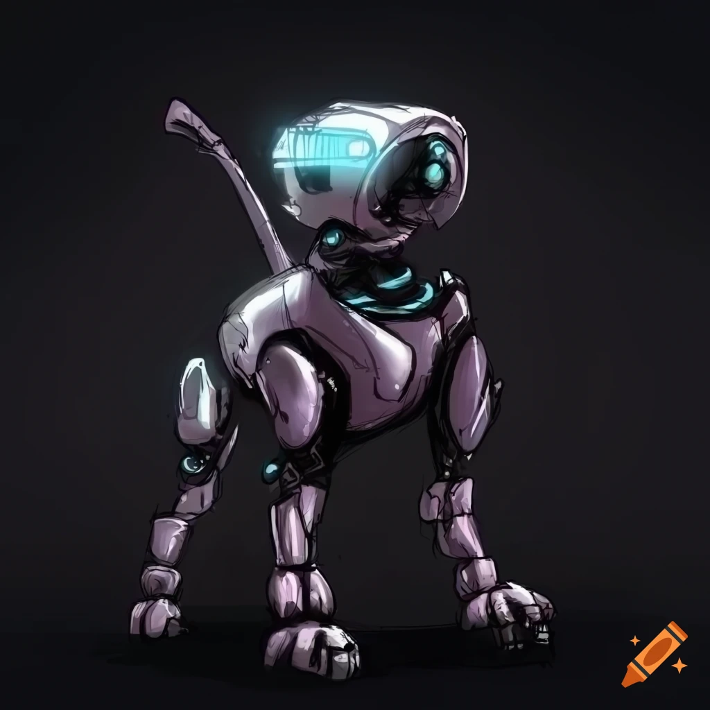 Sketch of a fearsome robot dog