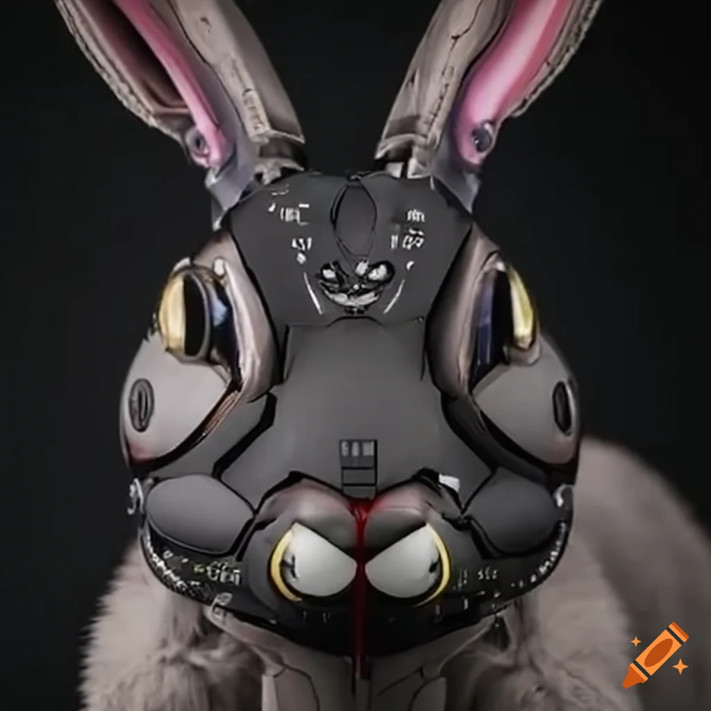 Cyborg rabbit ready for combat on Craiyon