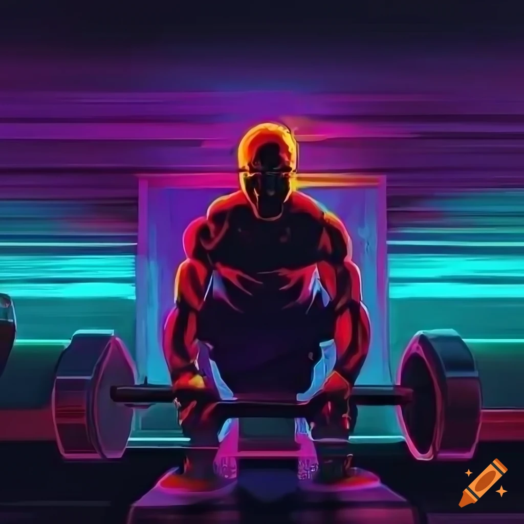 Colorful digital artwork of a fitness gym on Craiyon