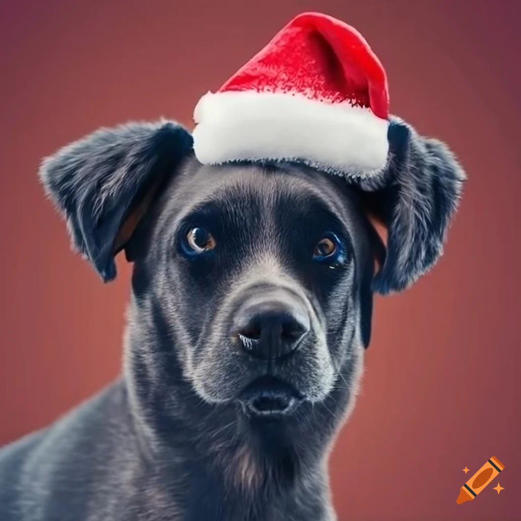 Dog with christmas hat