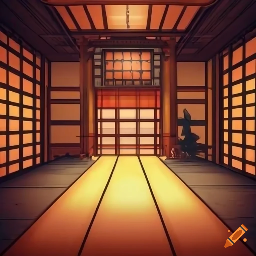 Dynamic manga illustration of a traditional japanese dojo on Craiyon