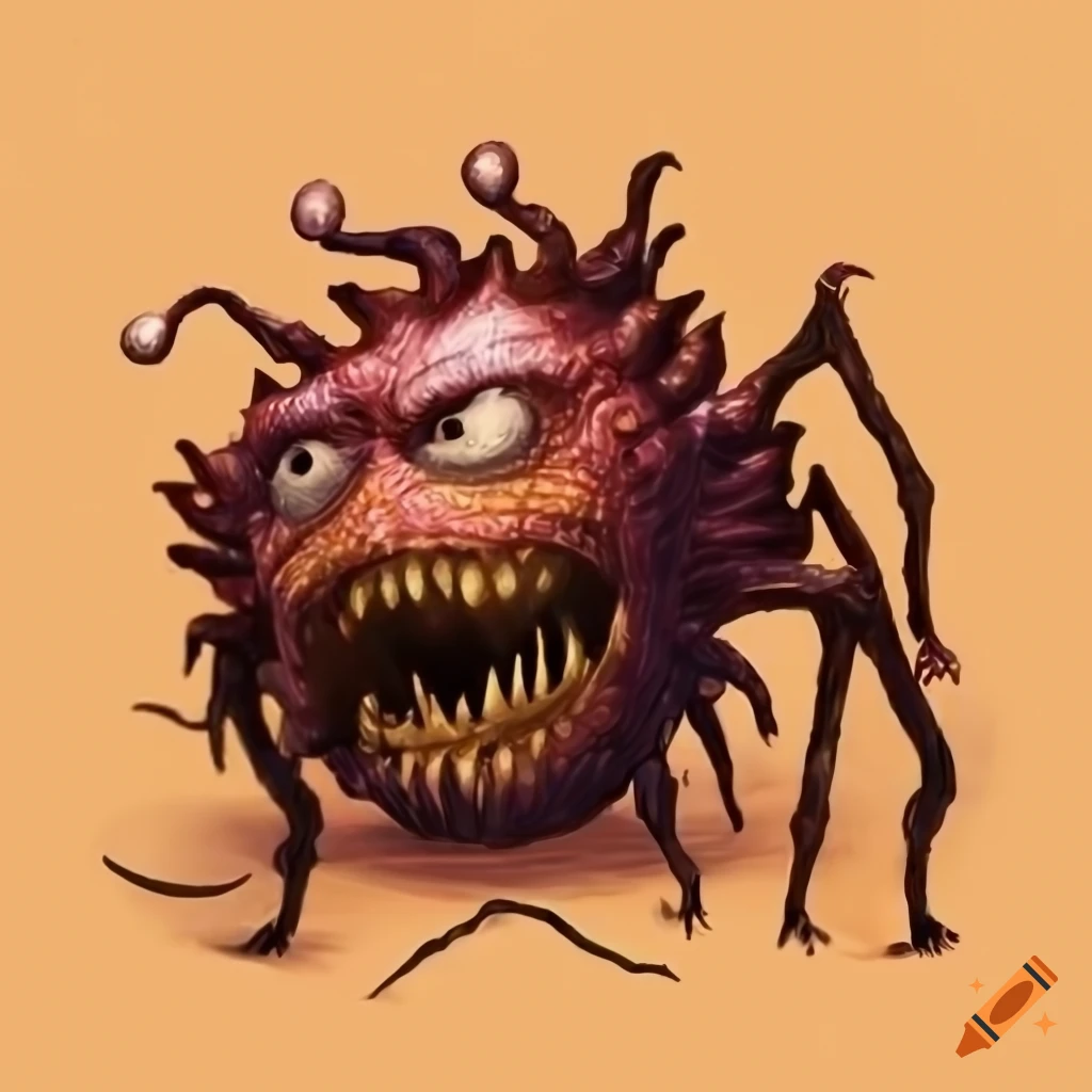 Illustration of a spider-like beholder creature