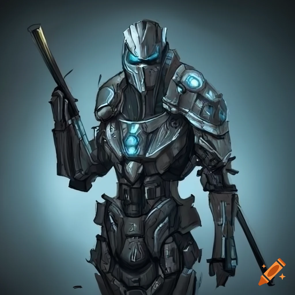 Futuristic armor character on Craiyon