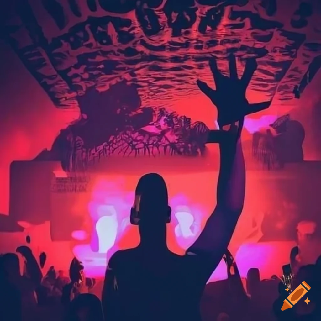 Colorful poster for a beach rave party