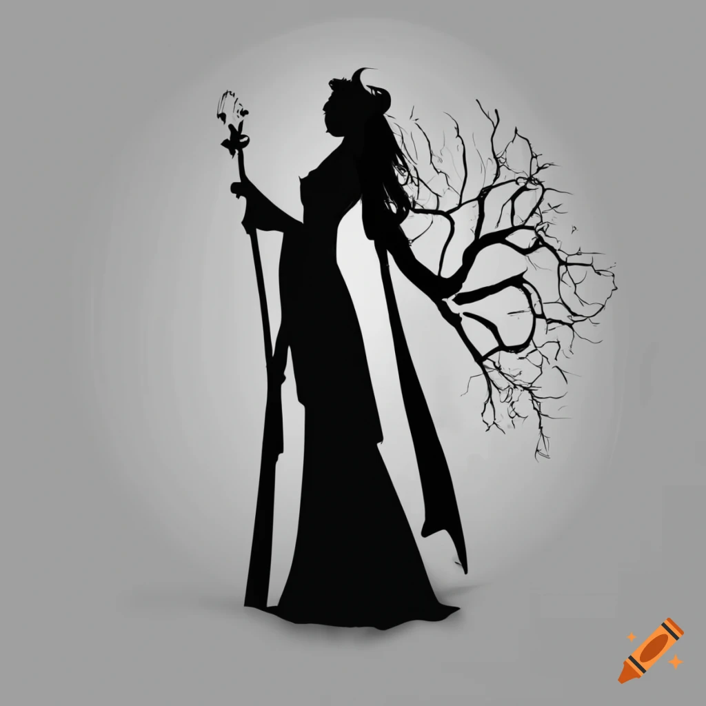 Black and white silhouette of a king standing sideways on Craiyon