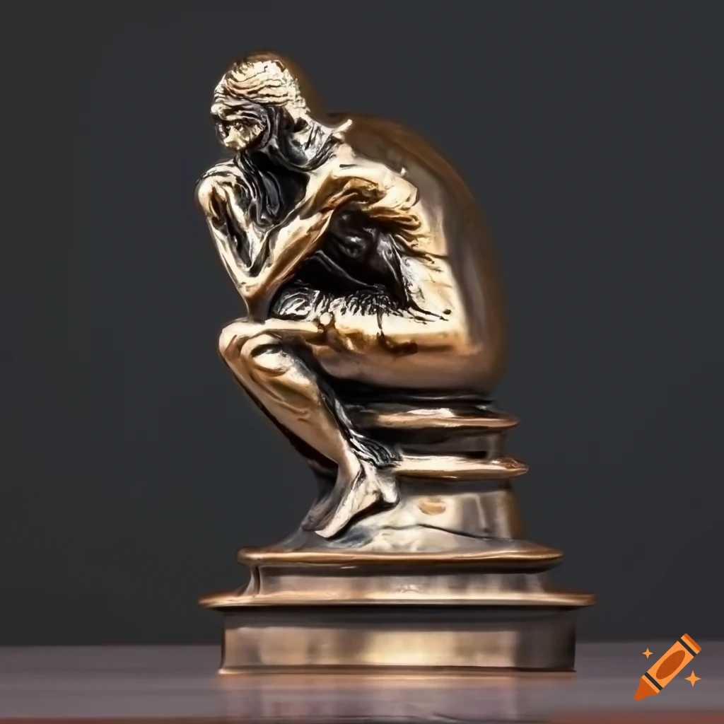Bronze trophy of 'the thinker'