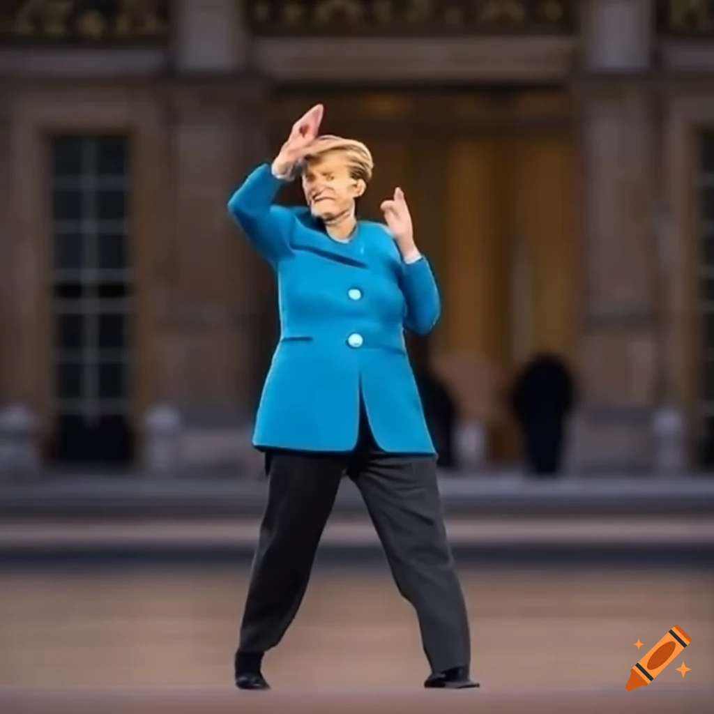 Angela merkel doing a funny dance at versailles on Craiyon