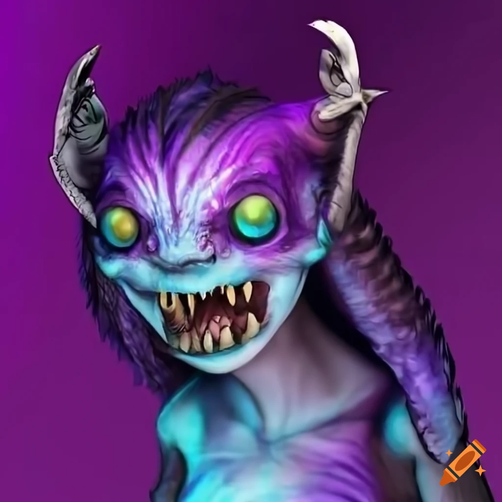 Illustration of a blue-skinned female monster with a white eye on Craiyon