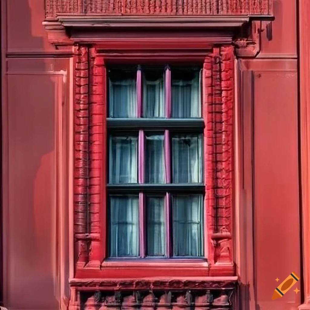 Front view of a red haussmann window