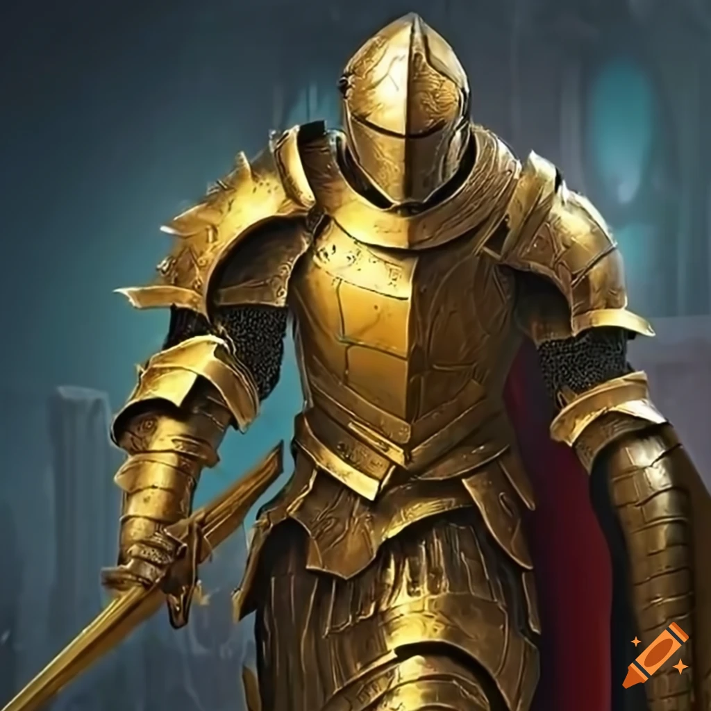 Epic artwork of a golden knight with lightning in hand on Craiyon