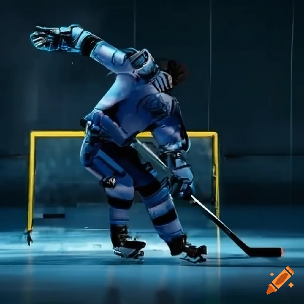 Hockey-playing robot artwork of givani smith