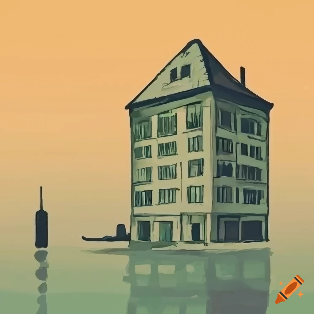 Monochrome illustration of old buildings on Craiyon