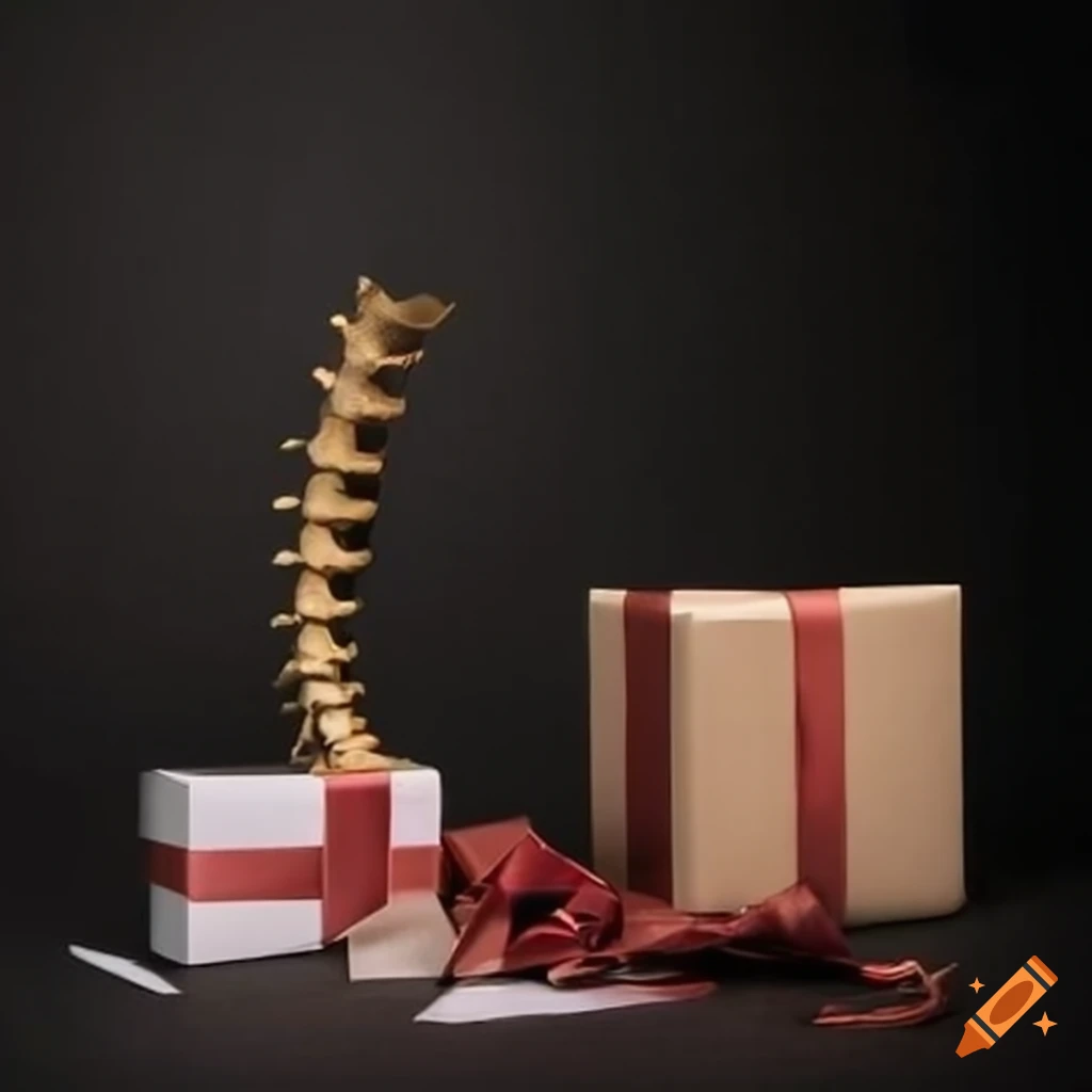 Gift wrapped with a decorative spine design on Craiyon