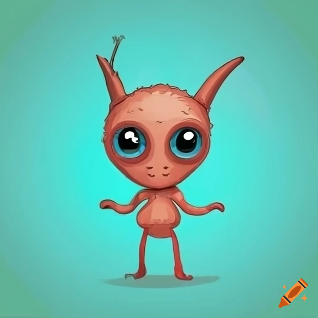 Image of a cute and fluffy alien with big eyes
