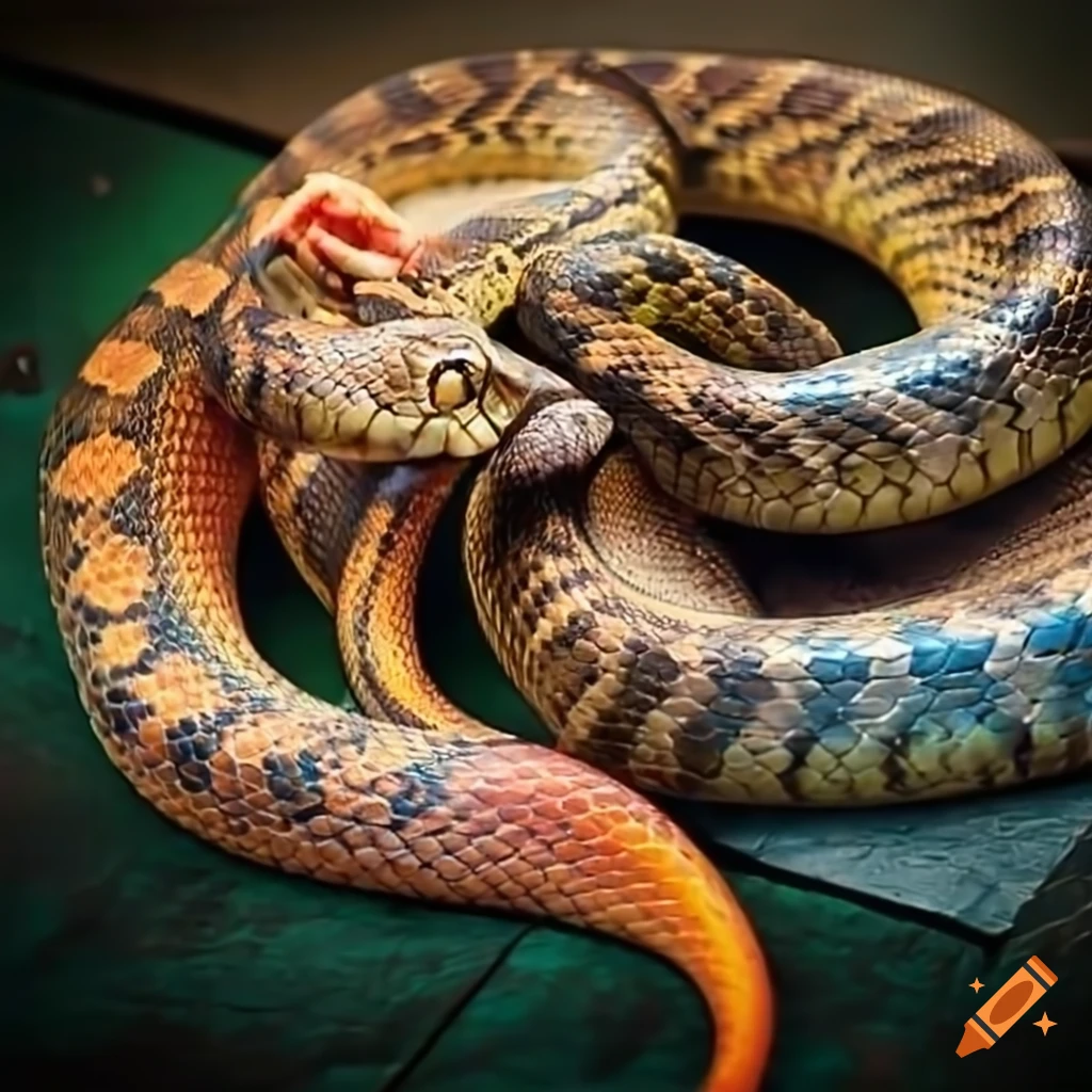 Image of a snake eating another snake on Craiyon
