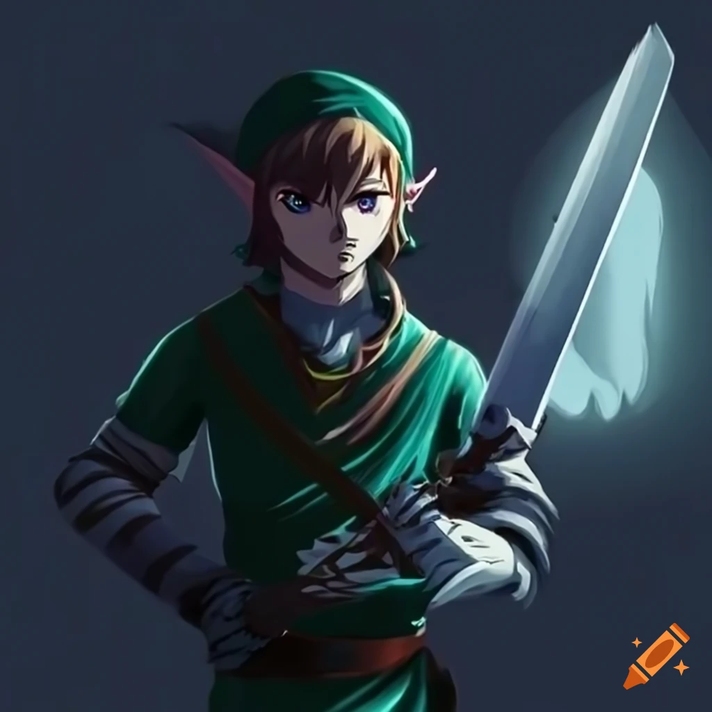 Twilight link with sword and wolf shadow on Craiyon