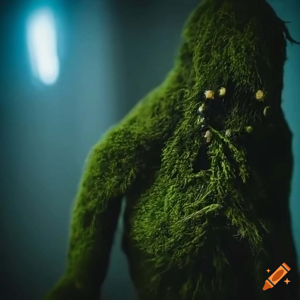 Hyper realistic moss monster emerging from an old wallpaper on Craiyon