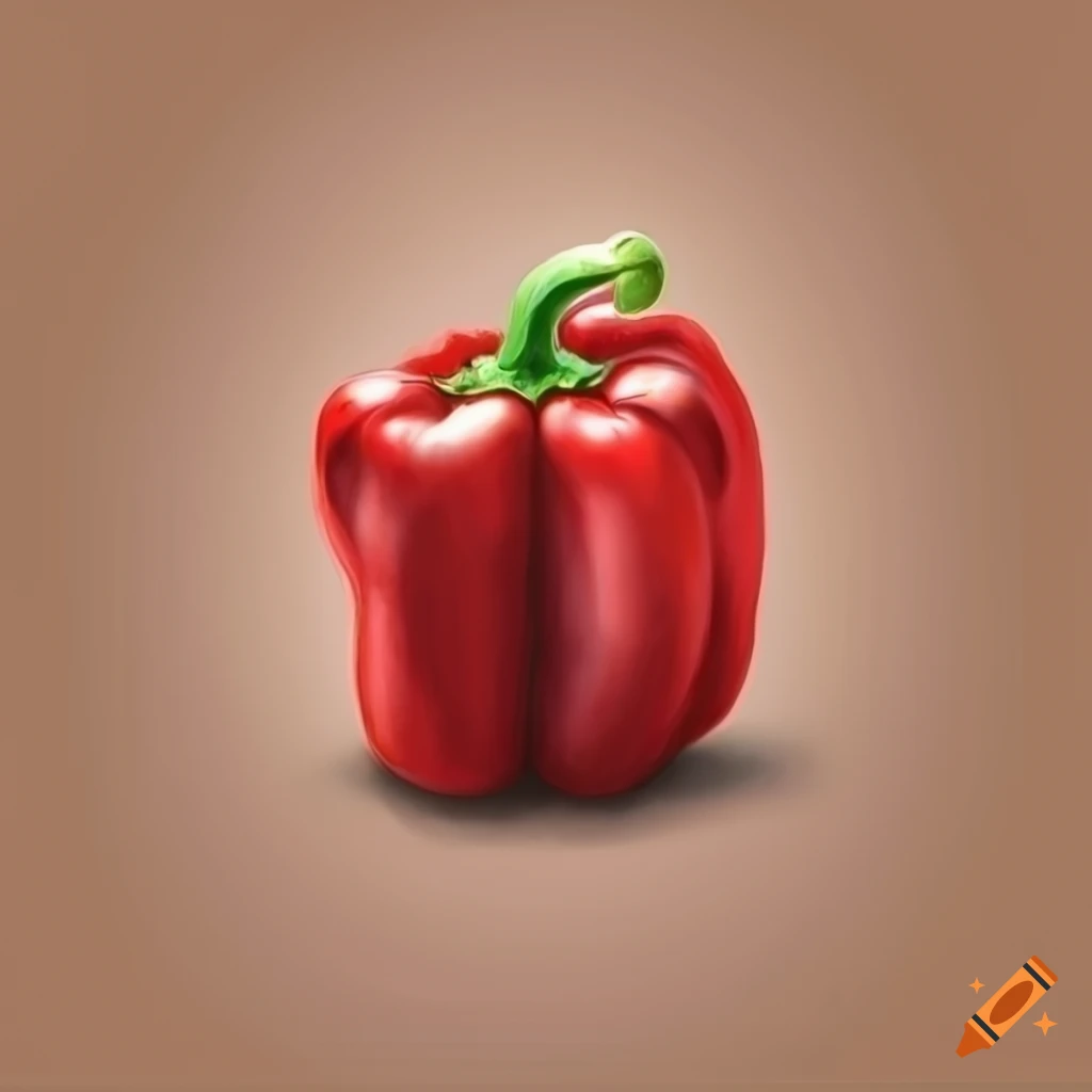 Realistic drawing of a bell pepper on beige background
