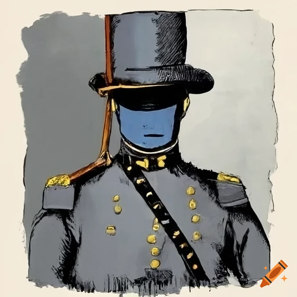Civil war soldier wearing a blue mask