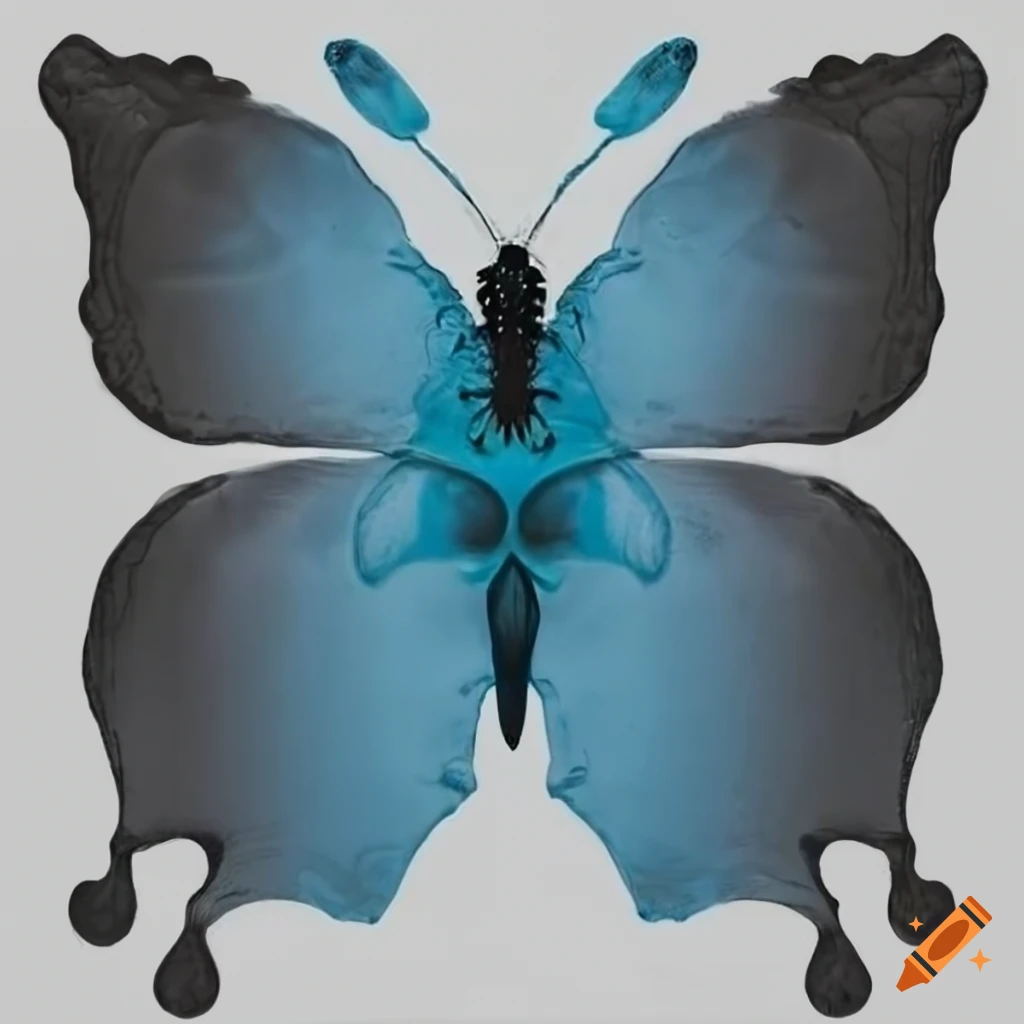 Melting ink butterfly on white background