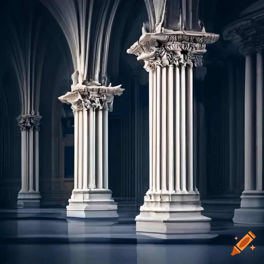 Marble pillars in an elegant architectural masterpiece on Craiyon