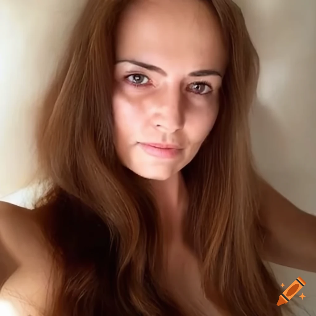Portrait Of A 43 Year Old Woman With Long Brown Hair
