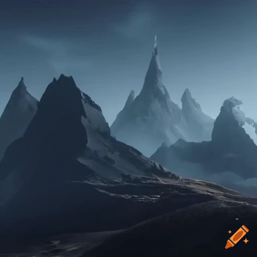 Sinister mountain peak at the end of a desolate path