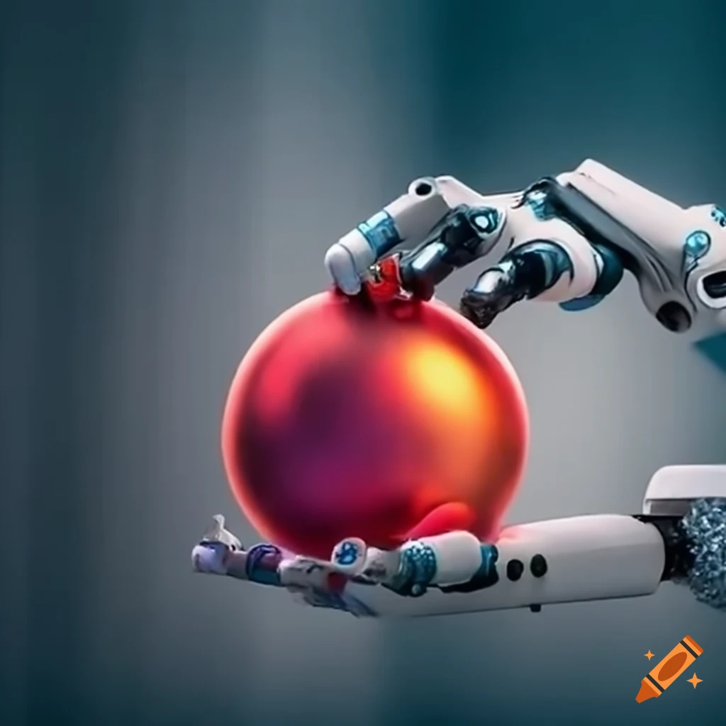 Robotic arm holding delicate christmas ornament