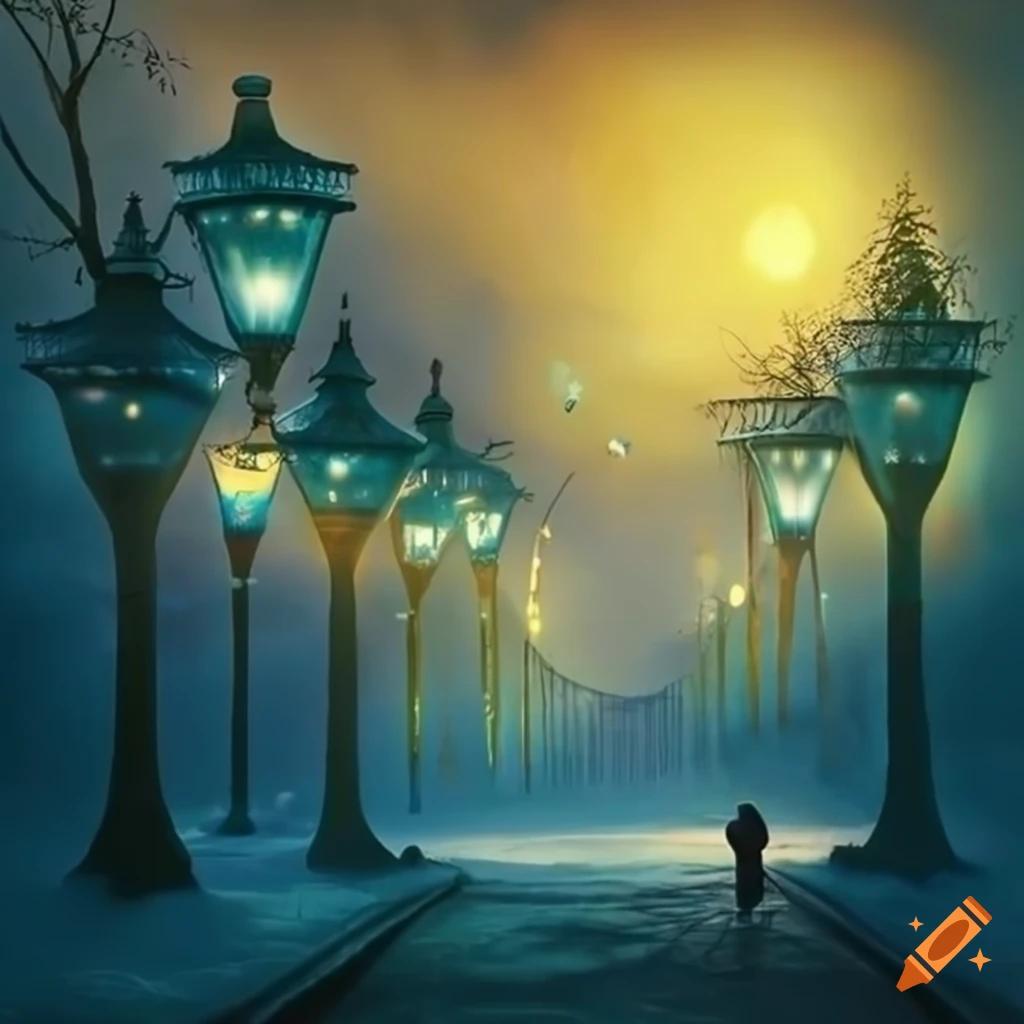 Surreal park with fantastical creatures and vibrant colors on Craiyon