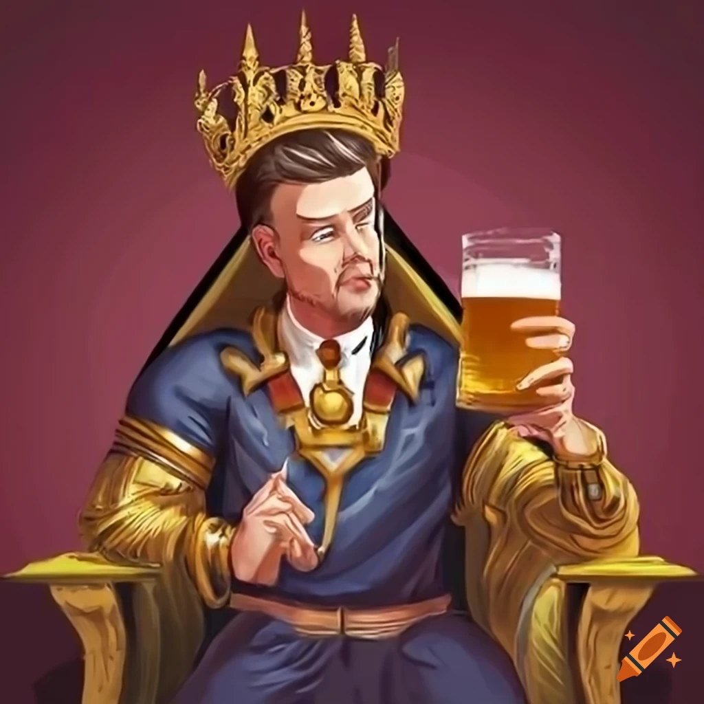 Man relaxing with a beer on a throne on Craiyon