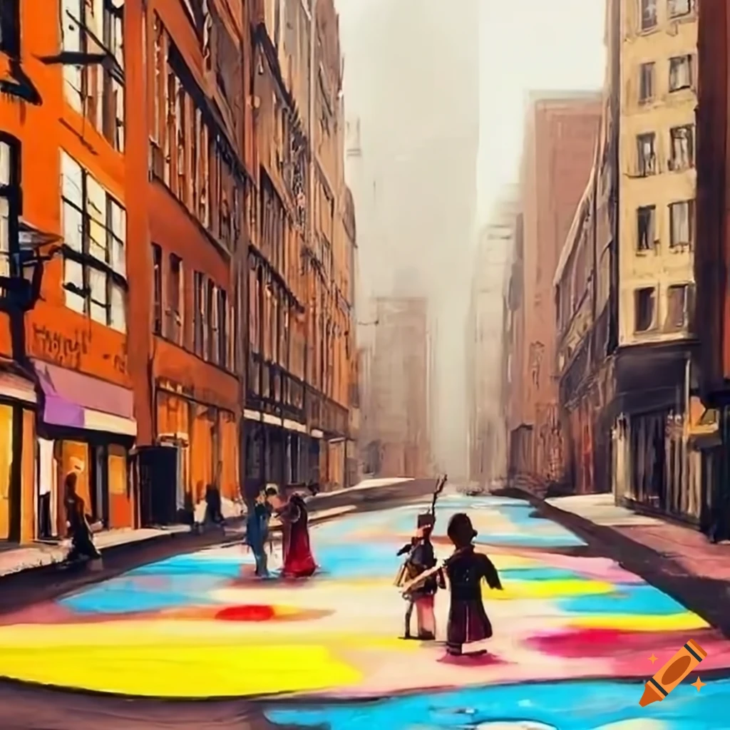 Interactive art on an urban street on Craiyon