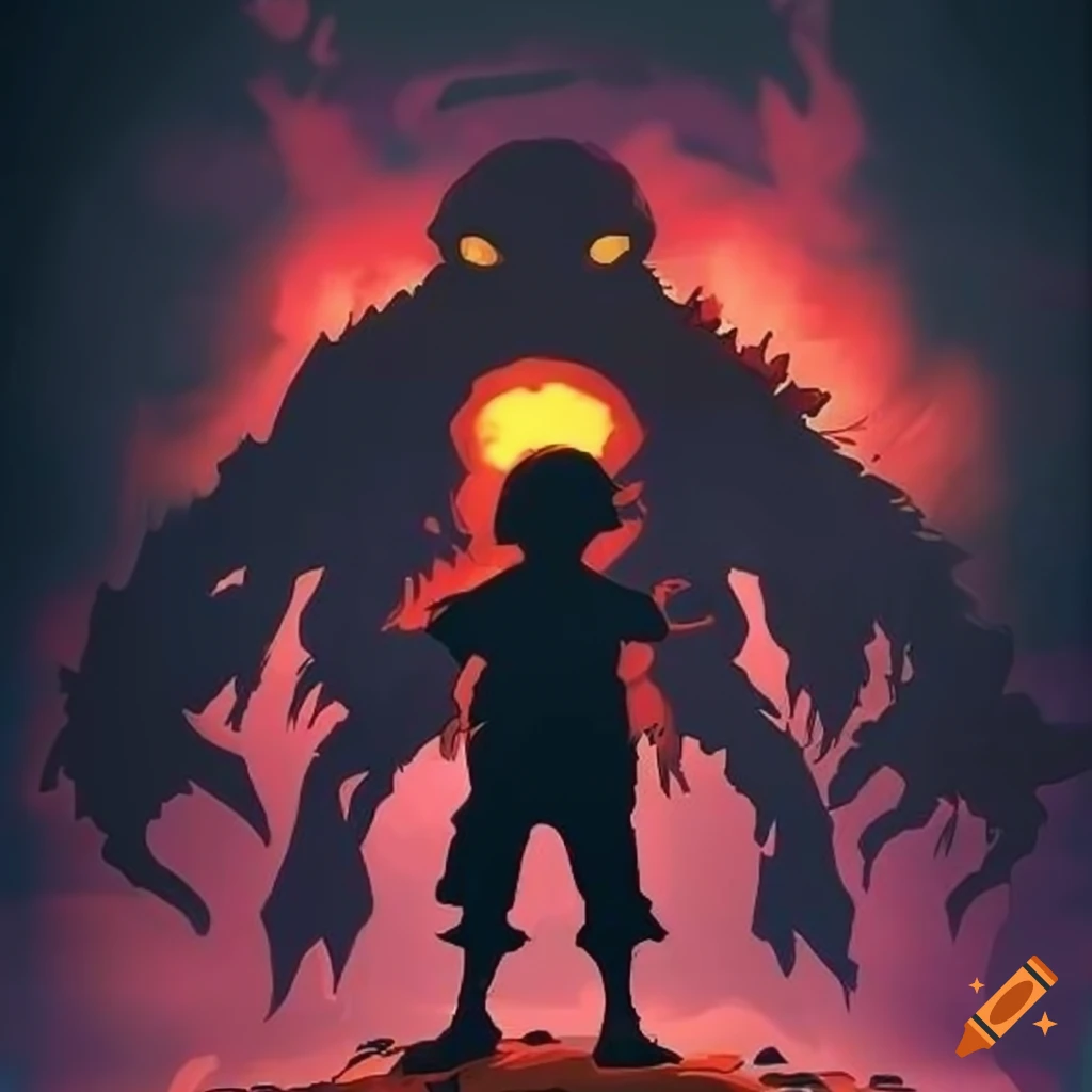 Dramatic video game boss battle artwork on Craiyon