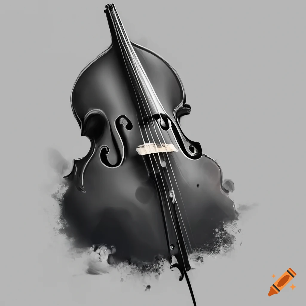 Colorful powder explosion around a black double bass