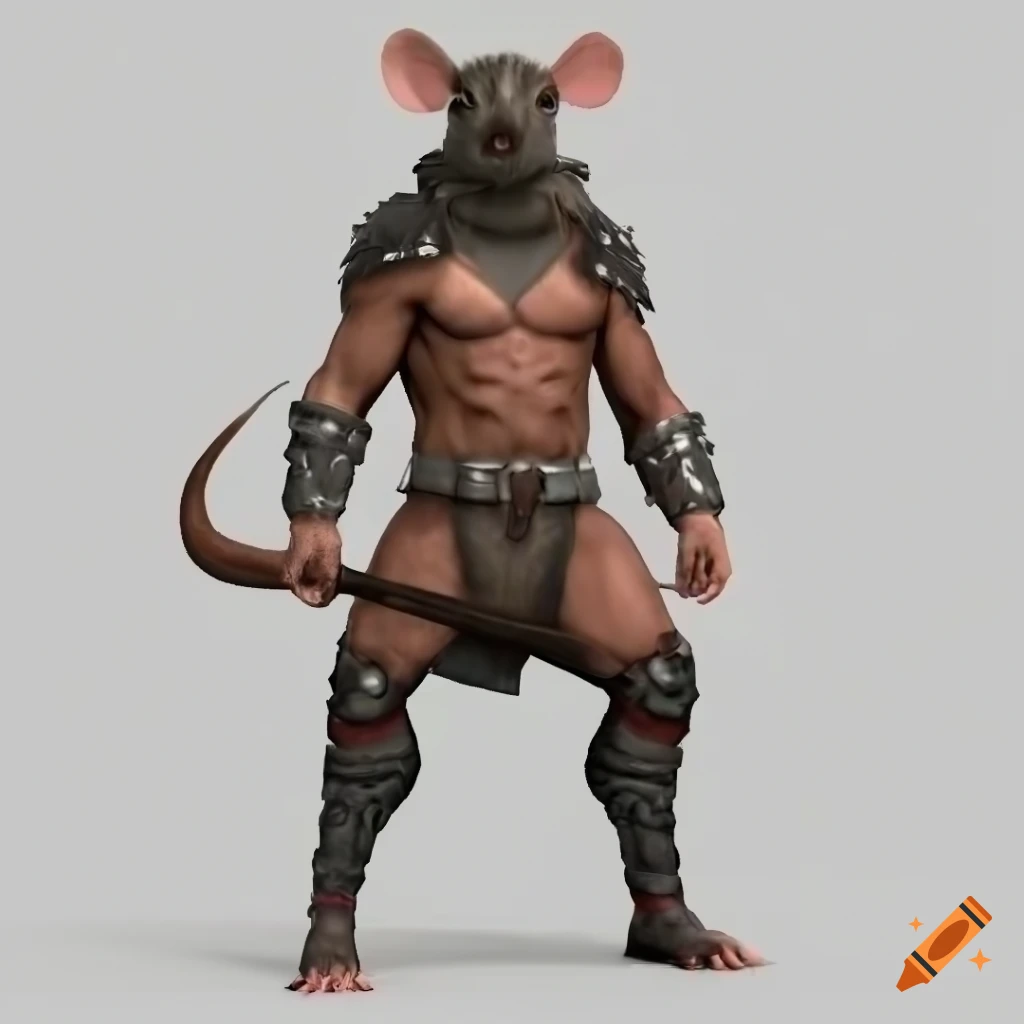 3d rendering of a male rat warrior