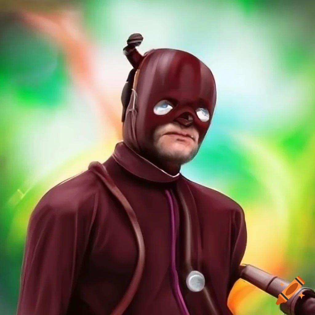 Superhero playing the pipe