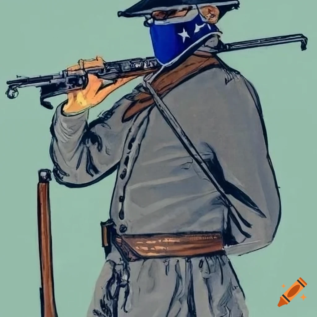 Portrait of a Confederate sharpshooter in gray uniform on Craiyon