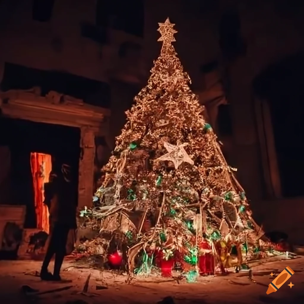 Christmas in Gaza amid destruction and broken trees on Craiyon