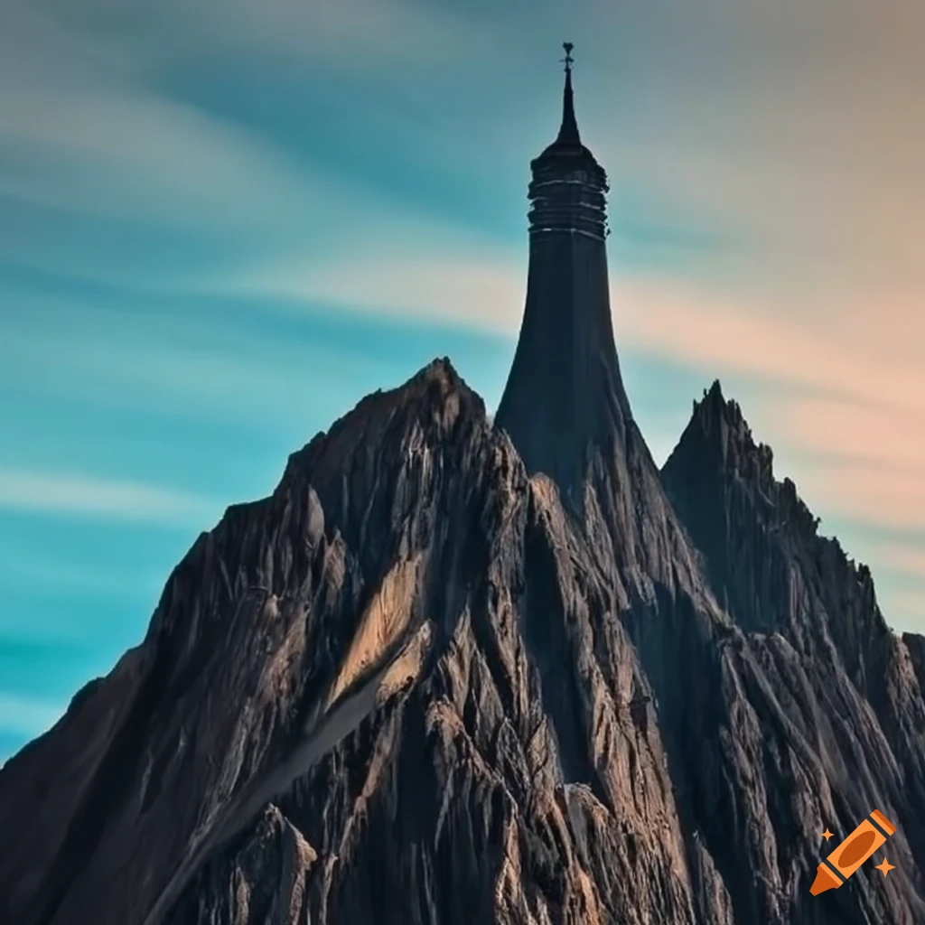 Black tower standing on top of a mountain on Craiyon