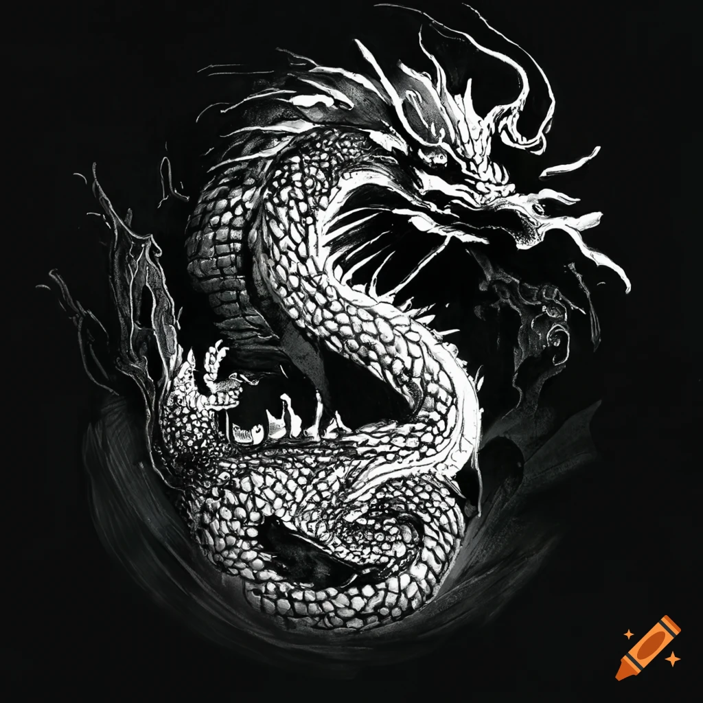 Chinese ink painting of a dragon