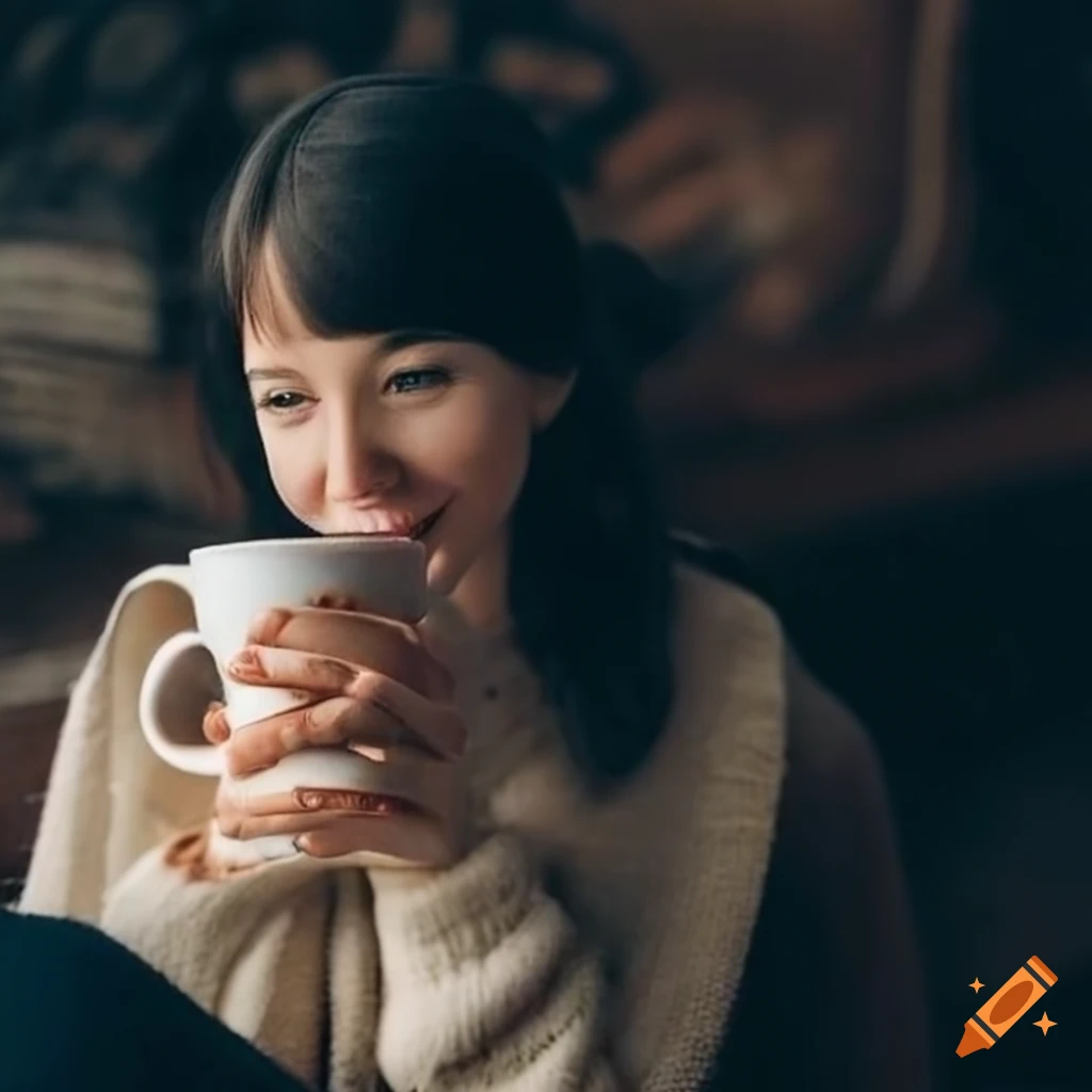 Cozy winter coffee girl