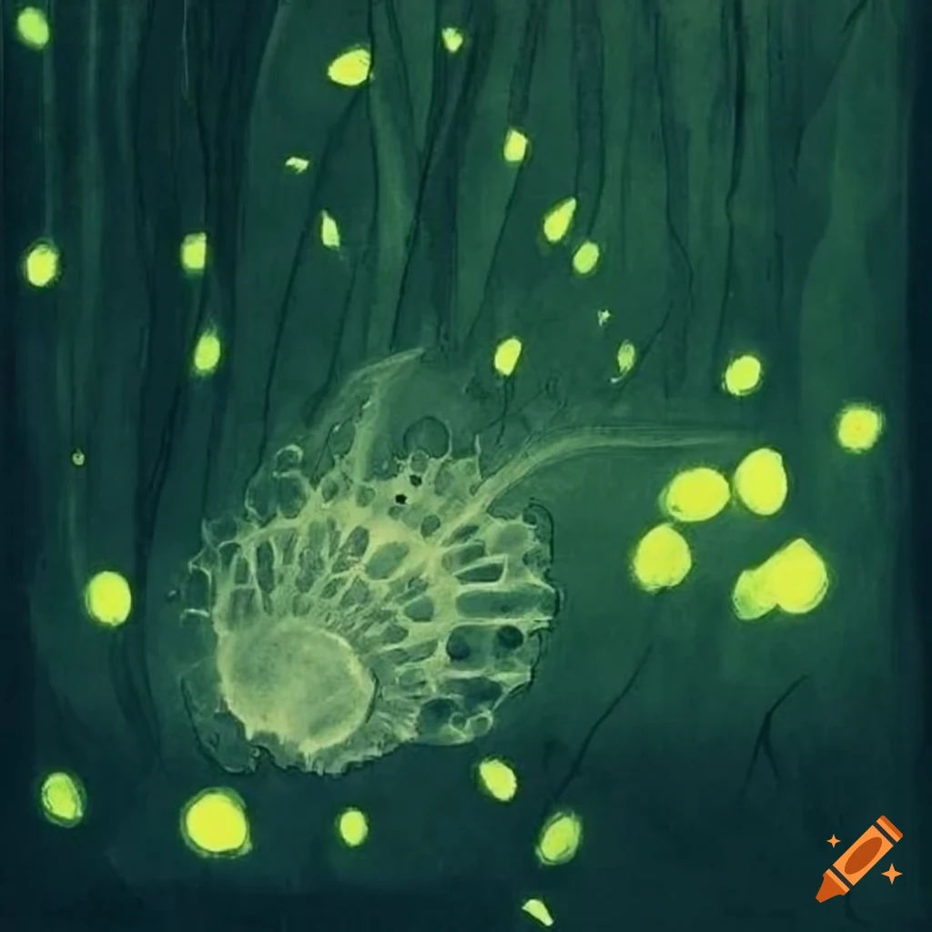 Artwork of fireflies in x-ray style on Craiyon