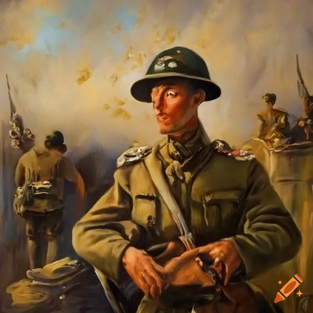 Oil painting of ANZAC soldiers at Gallipoli on Craiyon