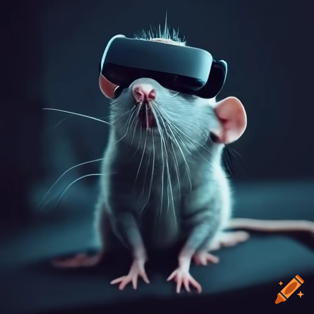 Rat wearing vr glasses watching titanic movie on Craiyon