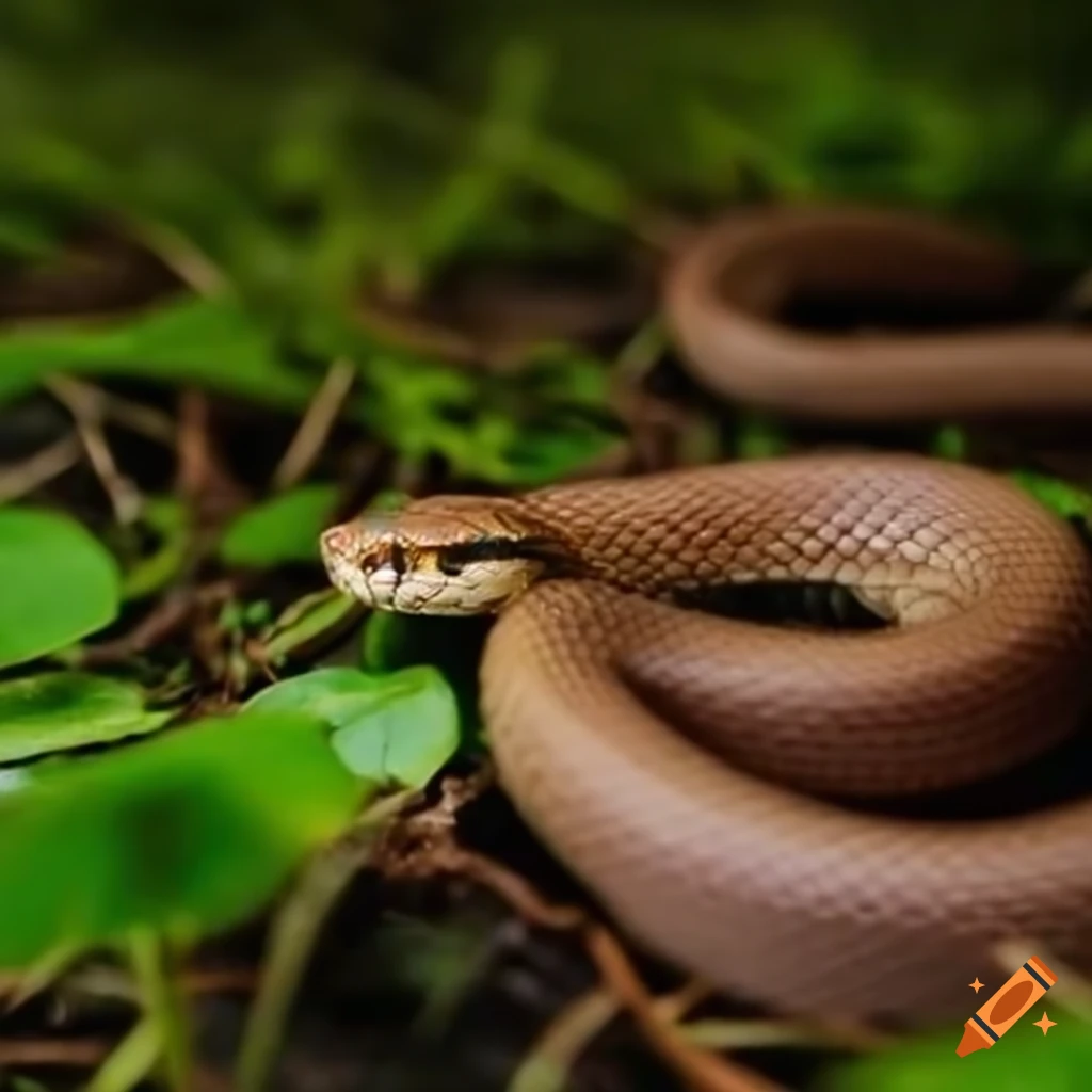 Snake slithering on the forest floor