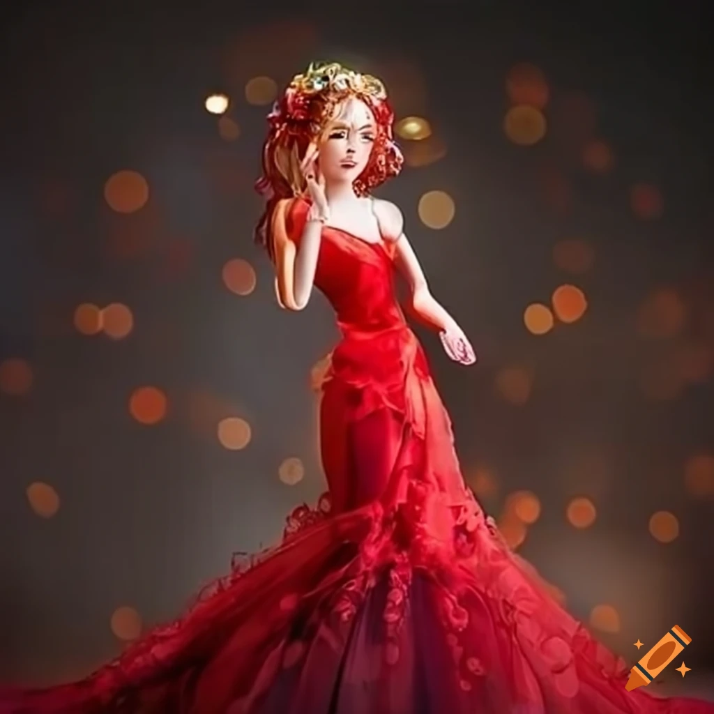 Illustration of a princess in a red dress