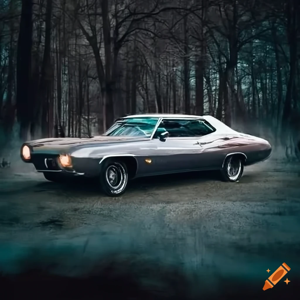 Image of a Ford Torino 1971 with burning wheels on Craiyon