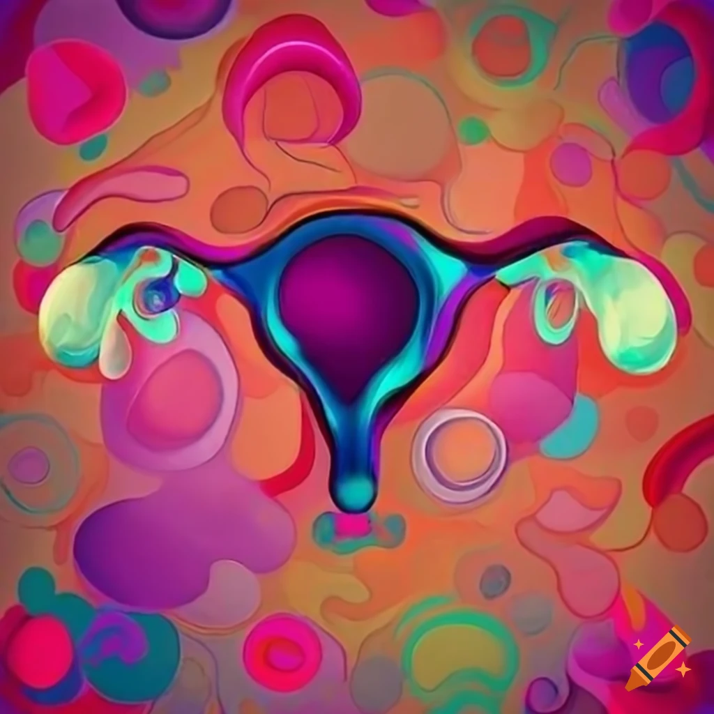 Colorful abstract artwork of circles representing a uterus