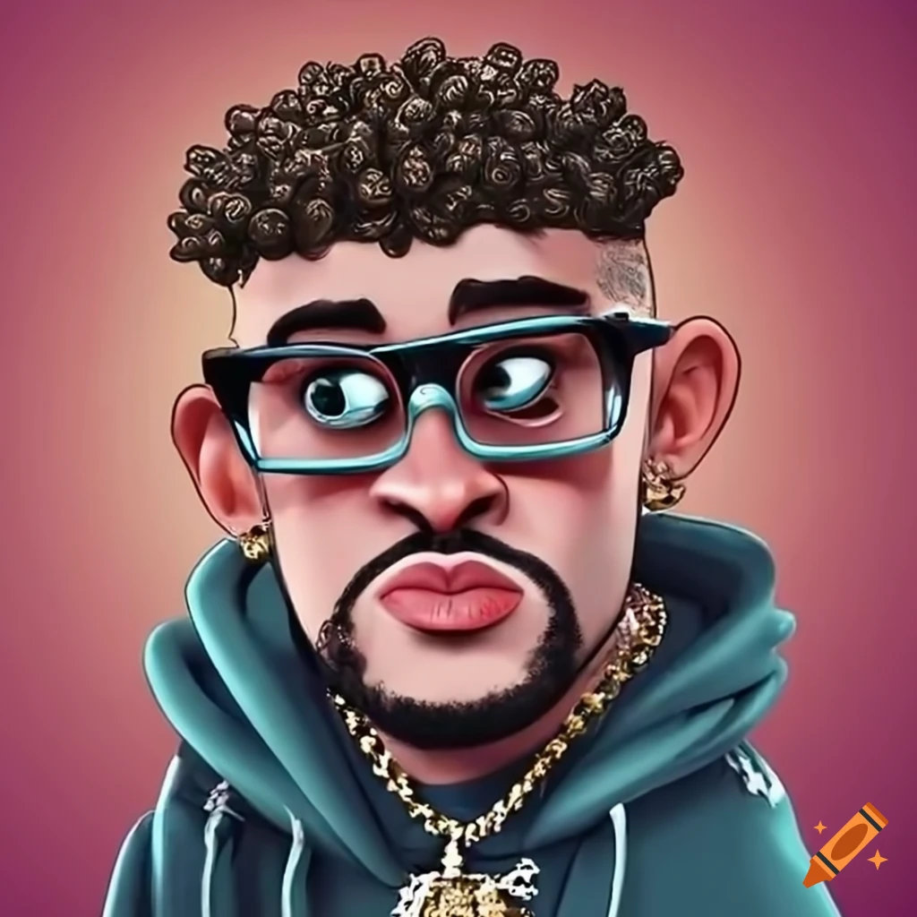 Funny cartoon of bad bunny