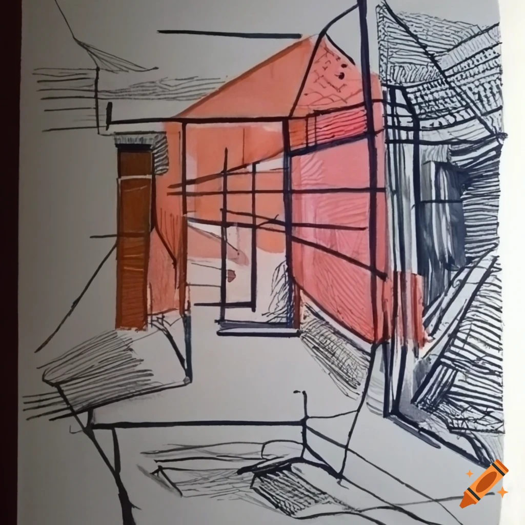 Ink painting with special-shaped spatial structure on Craiyon